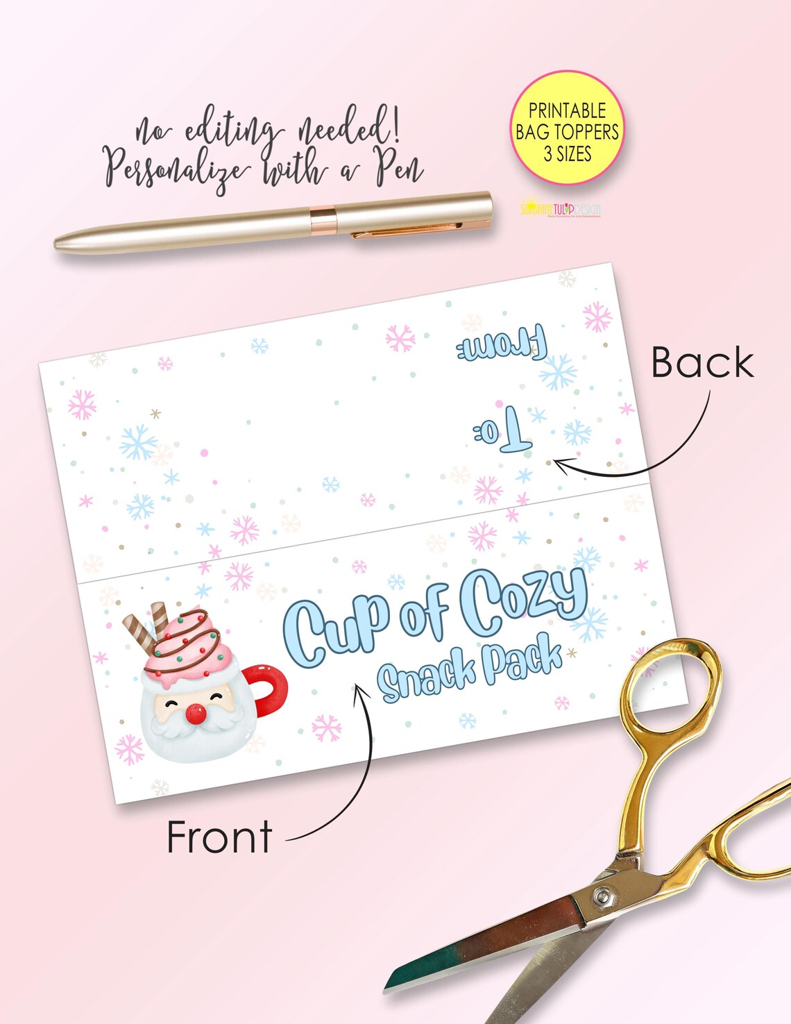 Cup of Cozy Snack Bag Topper • Hot Cocoa Treat Bag Topper Printable ...