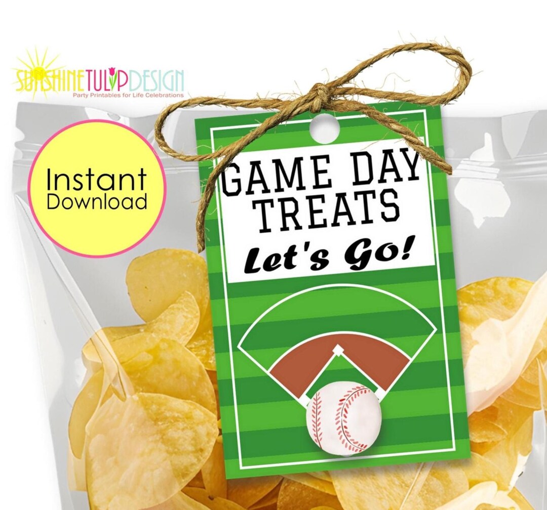 Printable Game Day Treat Tags | Printable Baseball Favor Tag | Baseball ...