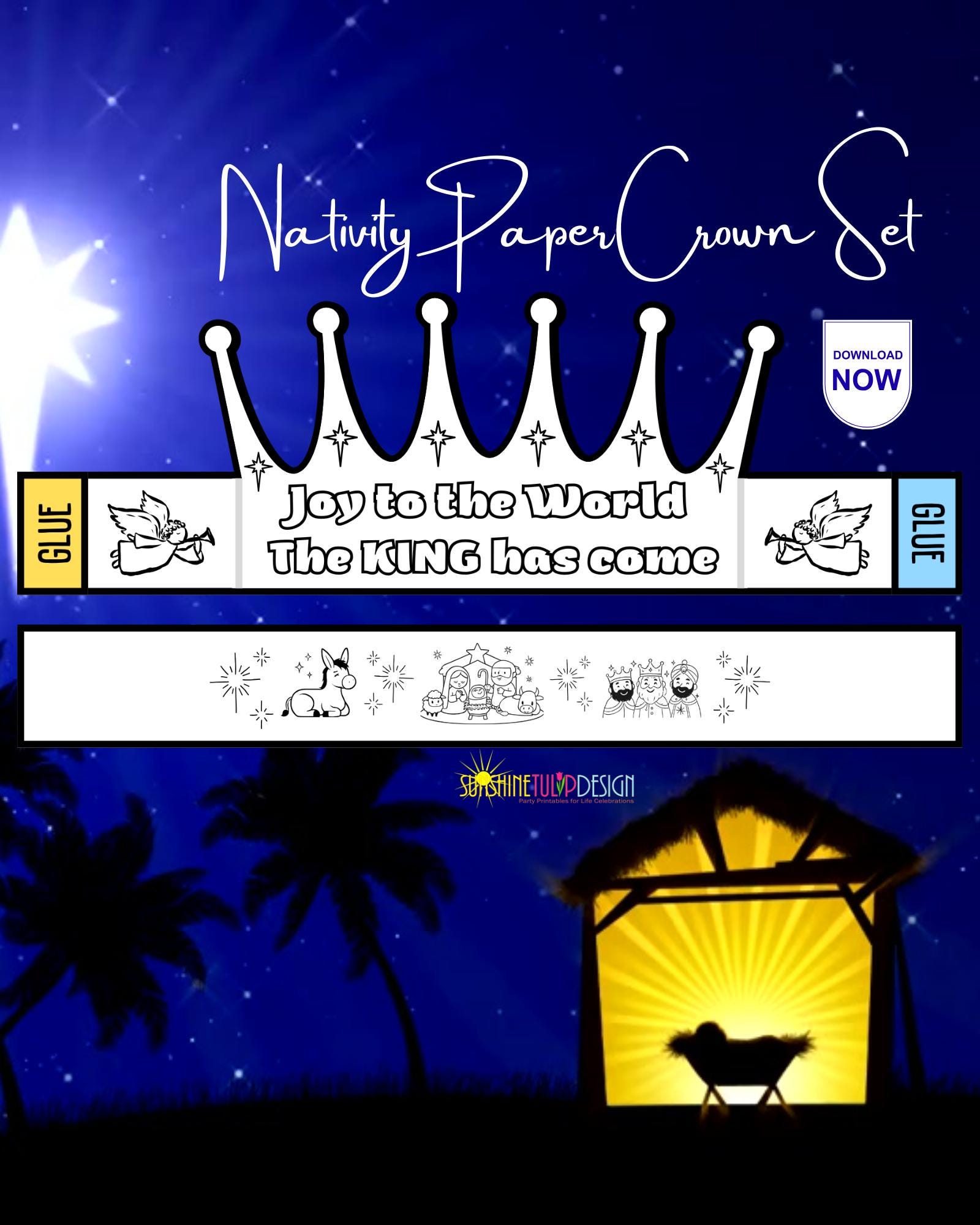 Nativity Paper Crown Craft Printable | Christmas Christian Kids ...