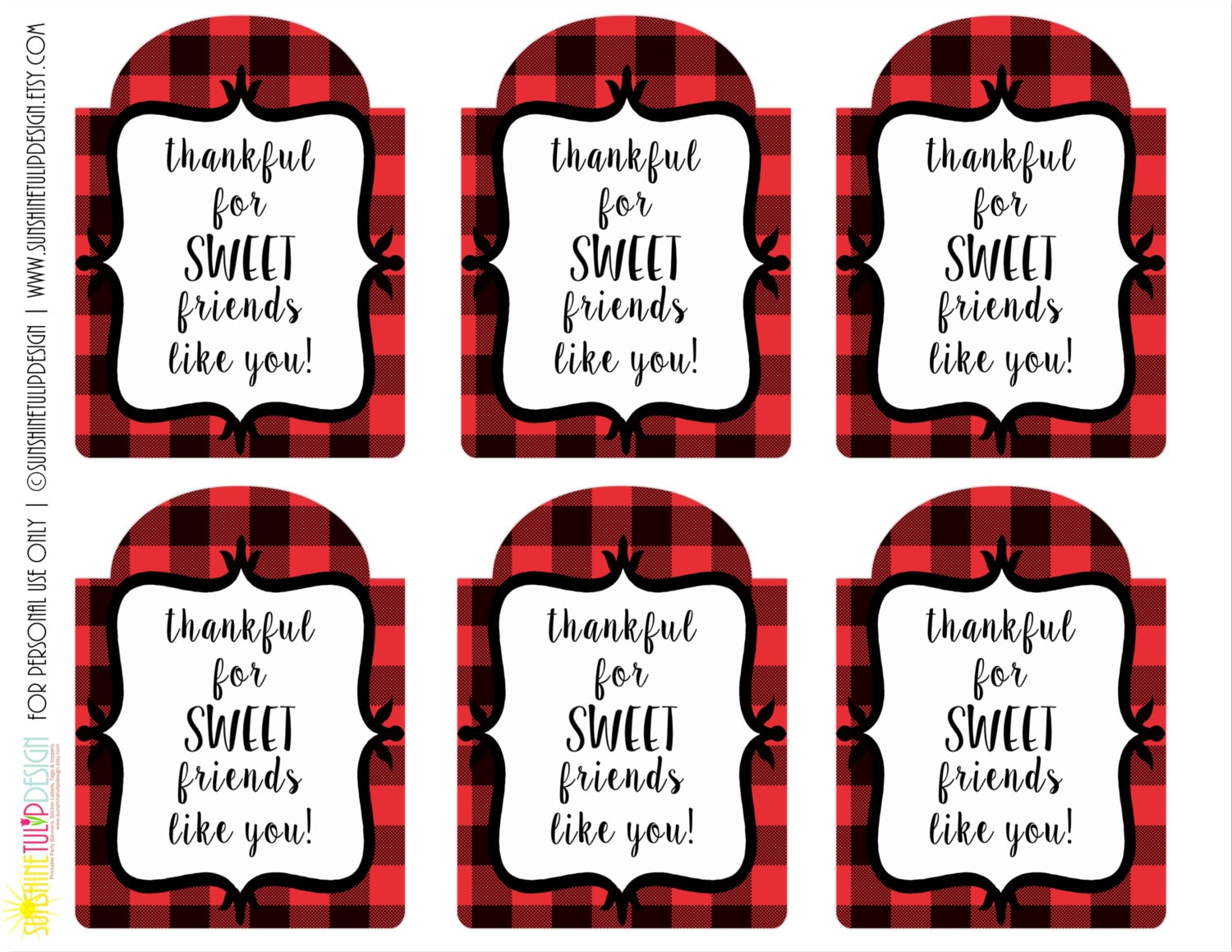 Printable Thankful for SWEET Friends Gift Tags Printable Gift | Etsy