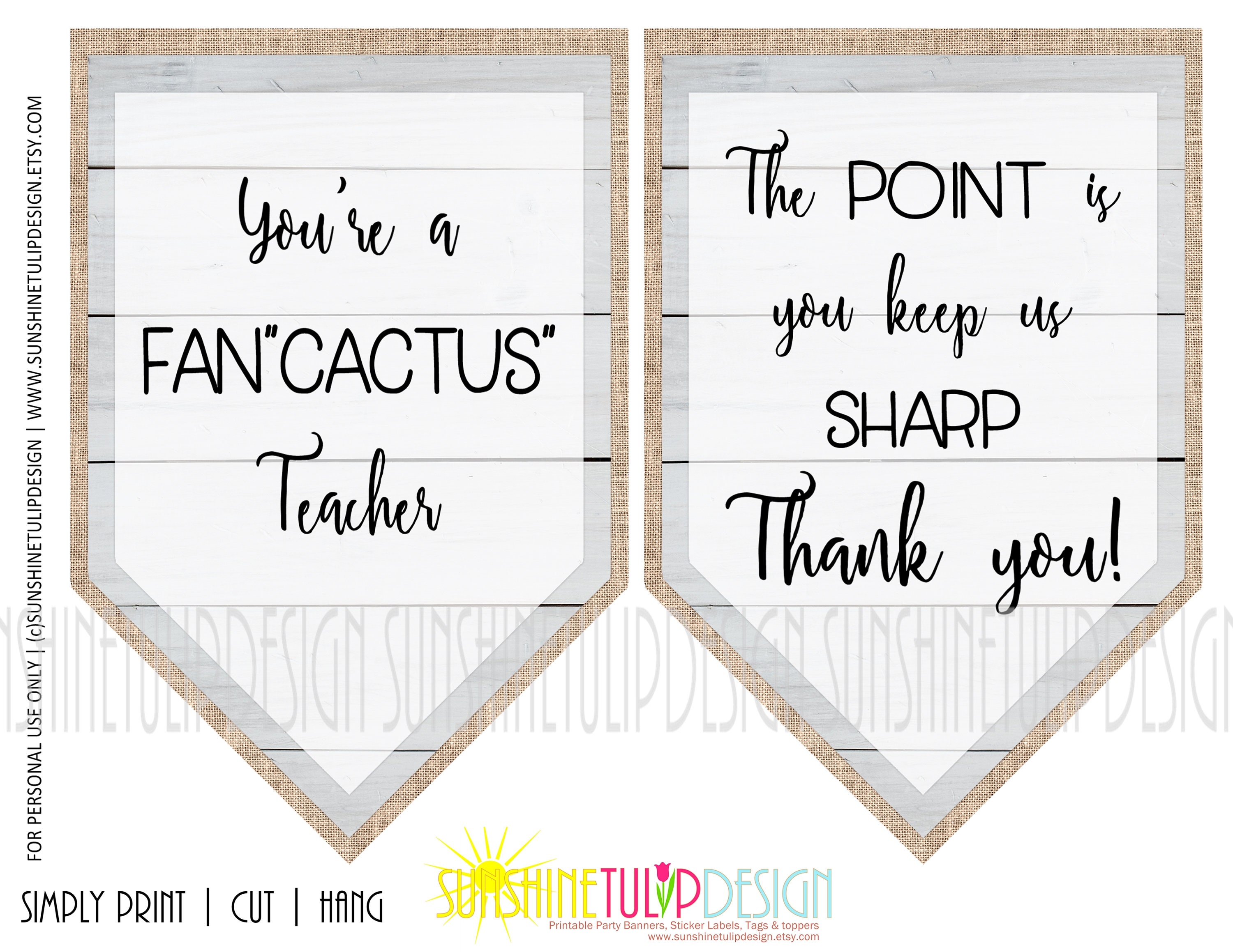 Printable Fancactus Teacher Collection Printable Teacher | Etsy