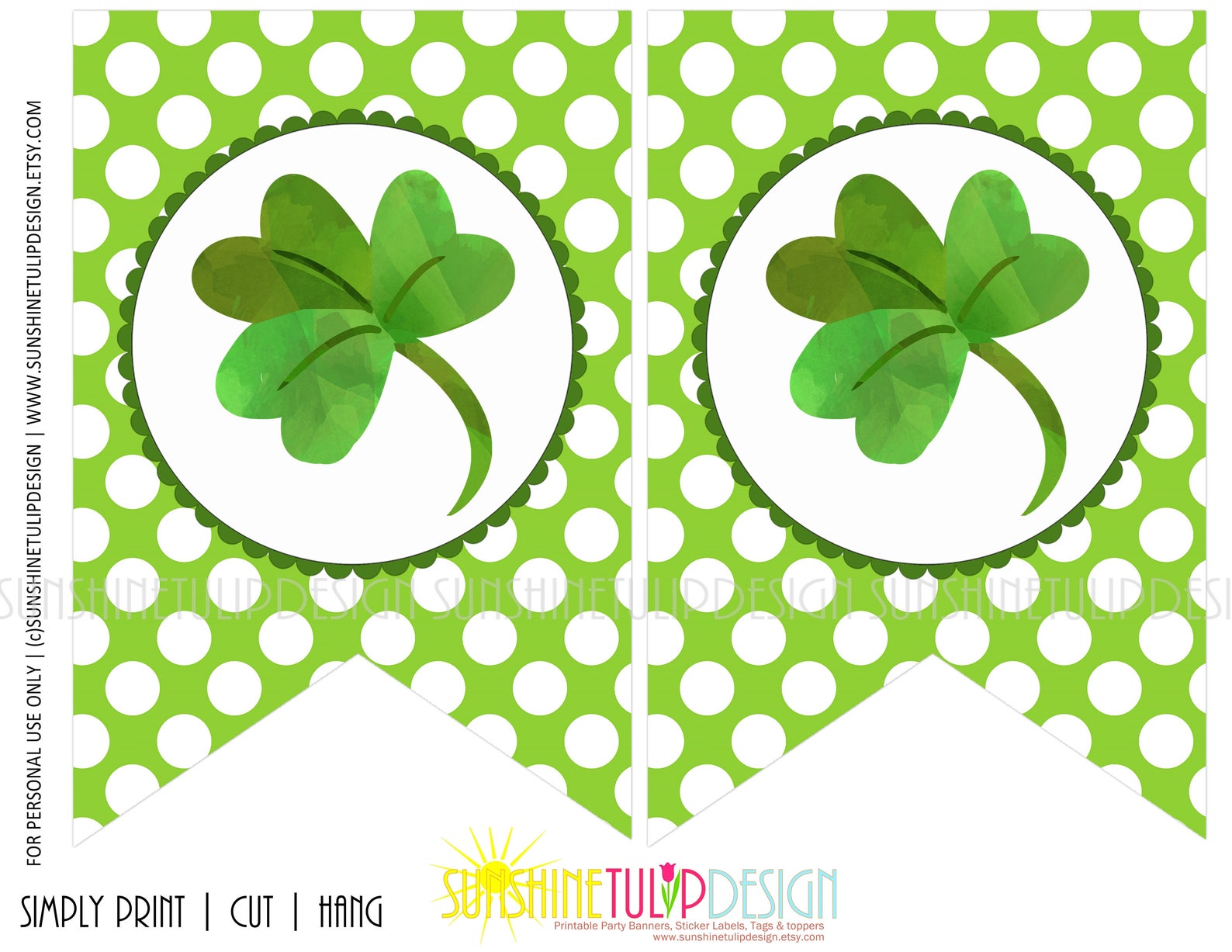 Printable Polka Dot Shamrock Banner Printable St - Etsy