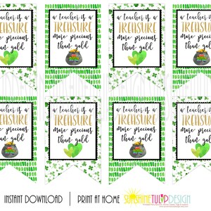 Printable St Patrick's Day Gift Tags | A Teacher is a Treasure Gift Tag ...