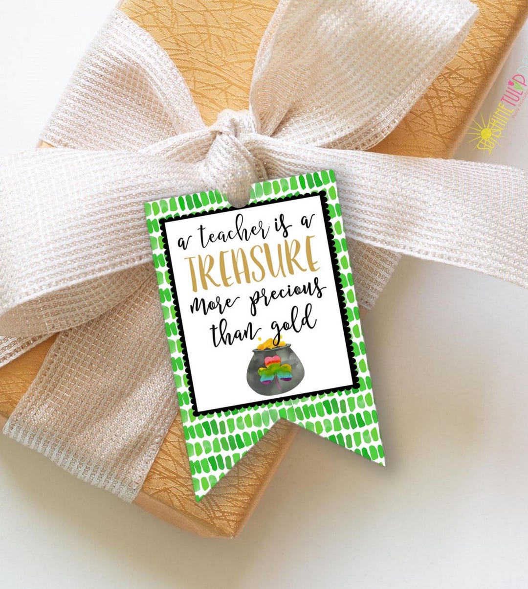 Printable St Patrick's Day Gift Tags | A Teacher is a Treasure Gift Tag ...