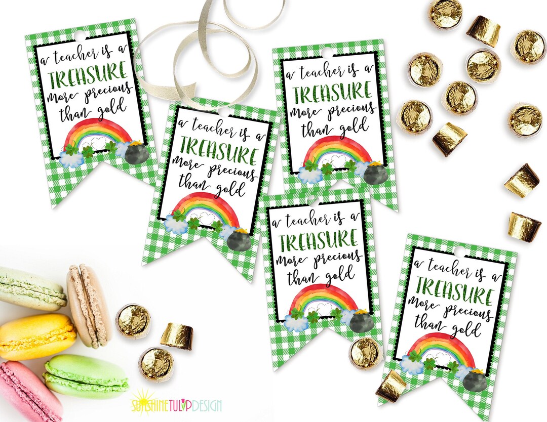 Printable St Patrick's Day Gift Tags, A Teacher is a Treasure Gift Tag ...