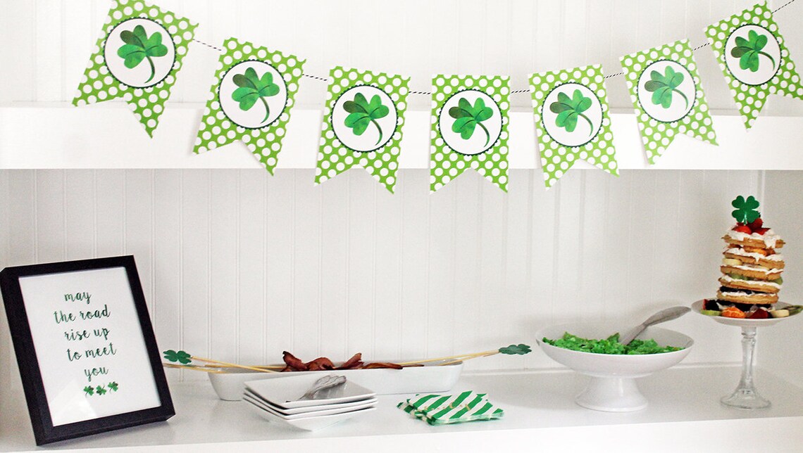 Printable Polka Dot Shamrock Banner Printable St - Etsy