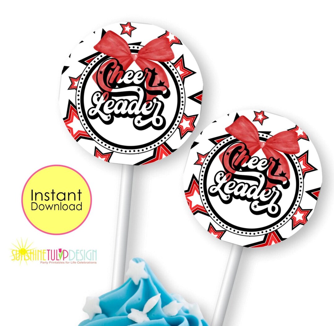 Printable Cheerleader Favor Tags | Cheer Banquet Cupcake Toppers ...