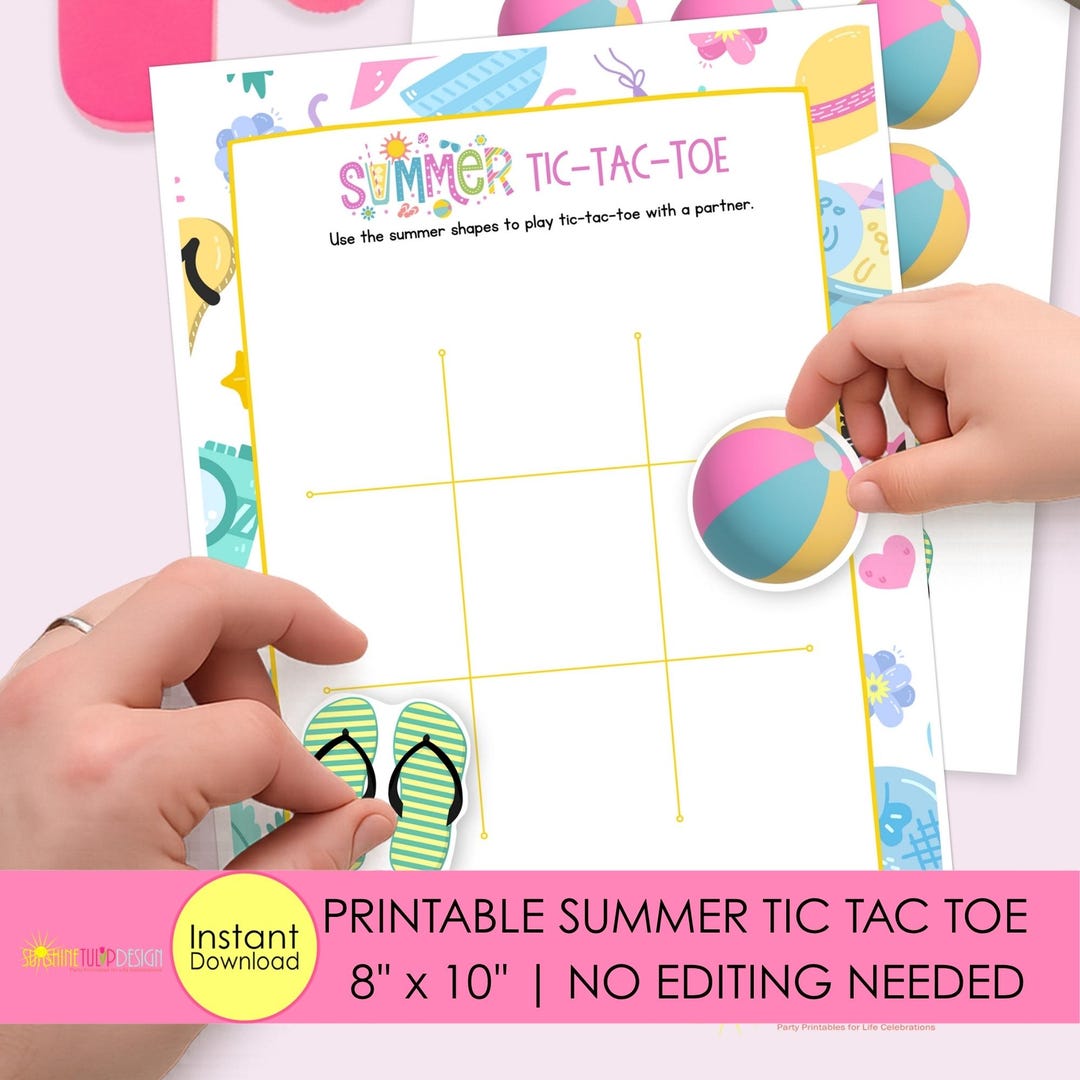 Summer Tic Tac Toe Printable Game | Tic Tac Toe Summer Activity ...