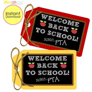 Printable PTA Tags, Rainbow Colors Welcome Back to School Gift Tags ...