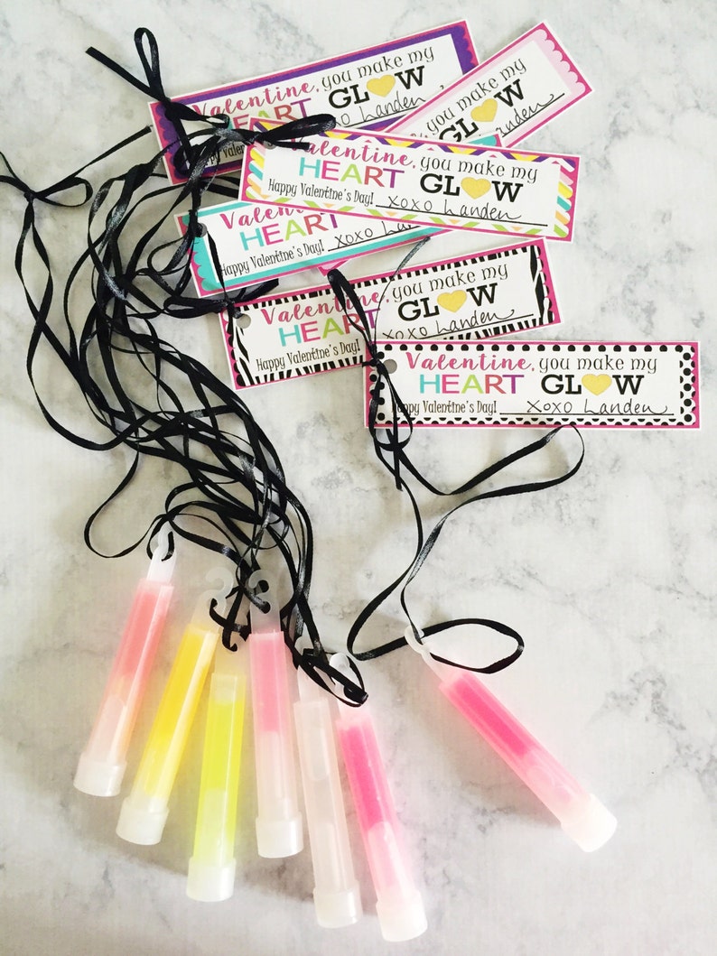 Printable Valentines Day Glow Stick Valentine Tags You Make - Etsy