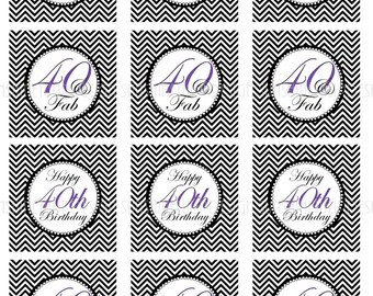 Printable 40th Birthday Cupcake Toppers Pink and Black - Etsy