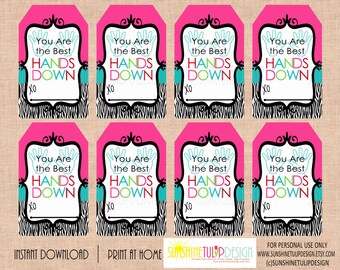 Teacher Appreciation Best Teacher HANDS DOWN Gift Tags by