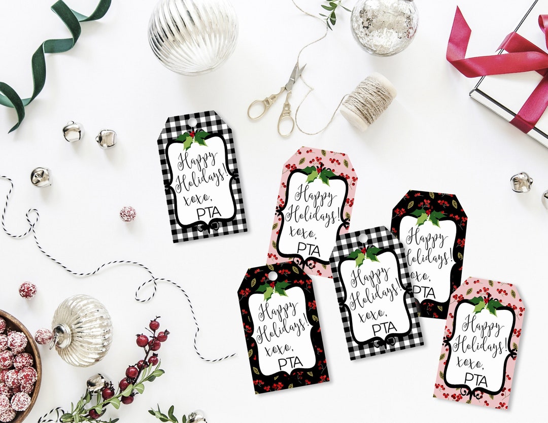 Printable Holiday PTA Tags, Christmas PTA Gift Tags, Printable Teacher ...