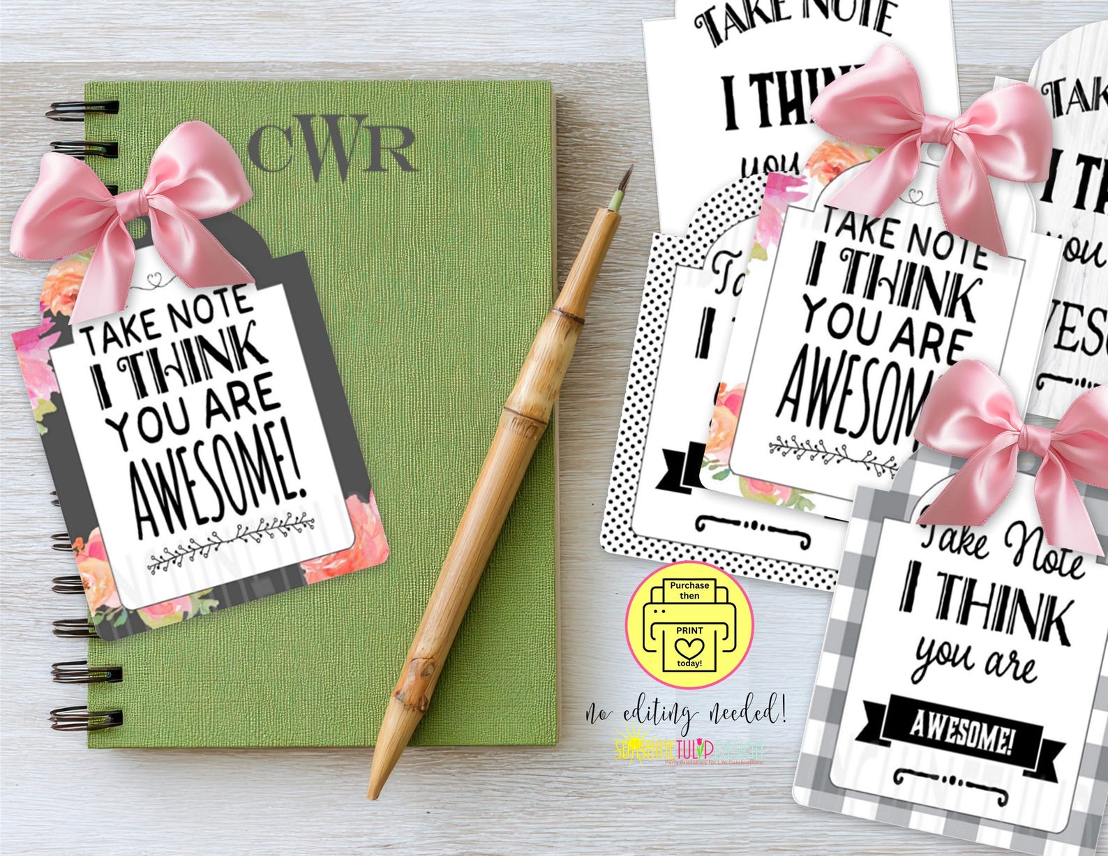 Printable Take Note You Are Awesome Gift Tags, Printable Teacher ...