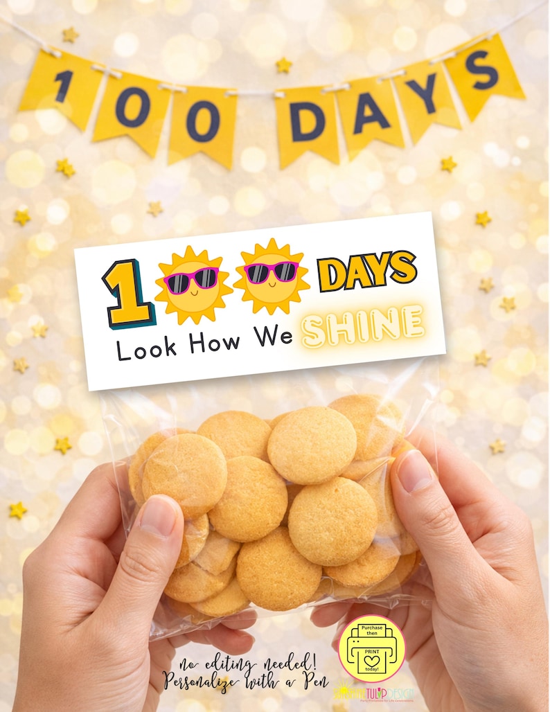 100 Days of School Bag Topper Printable | Look How We SHINE | 100th Day ...
