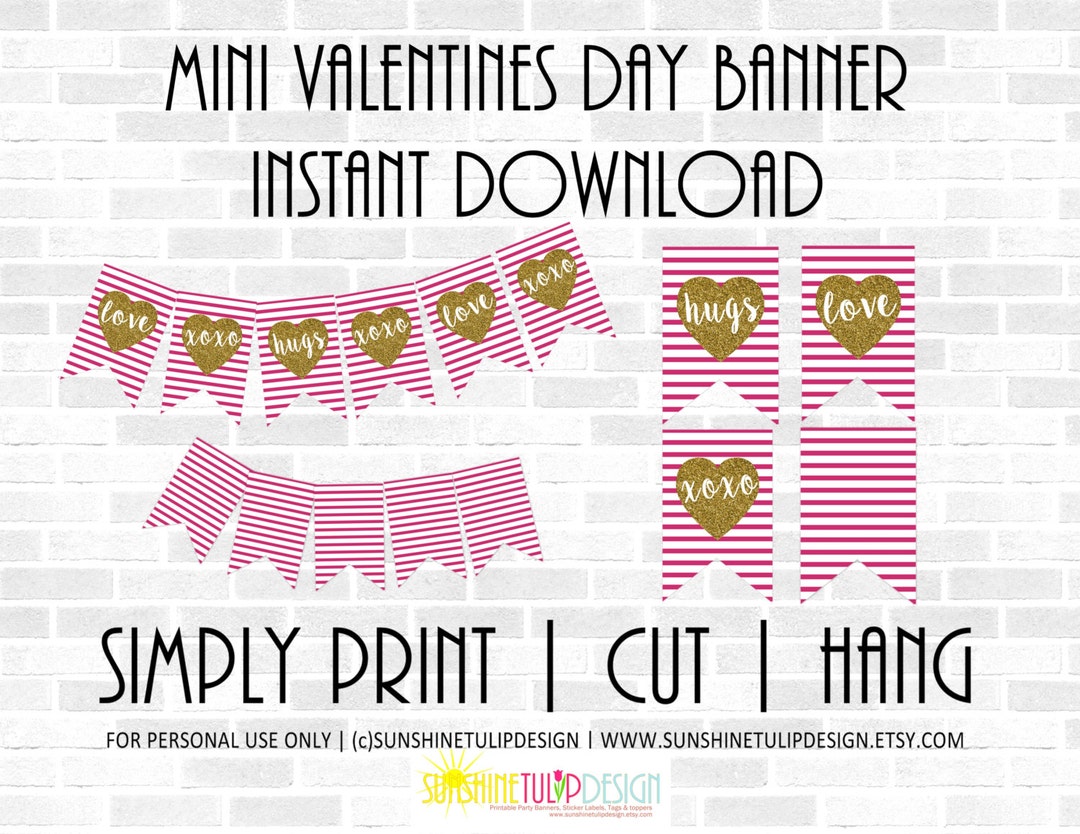 Printable MINI Valentines Day Banner Valentines Gift Tags - Etsy