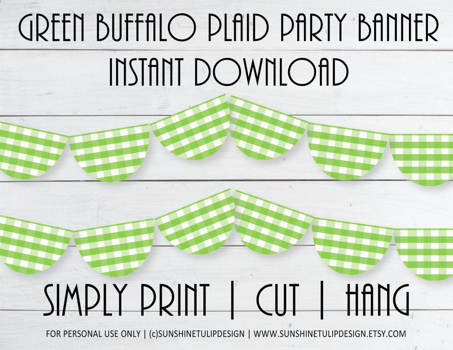 Printable Green Buffalo Plaid Banner Printable Buffalo Plaid - Etsy