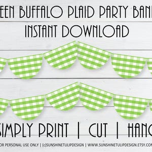 Printable Green Buffalo Plaid Banner, Printable Buffalo Plaid Bunting ...