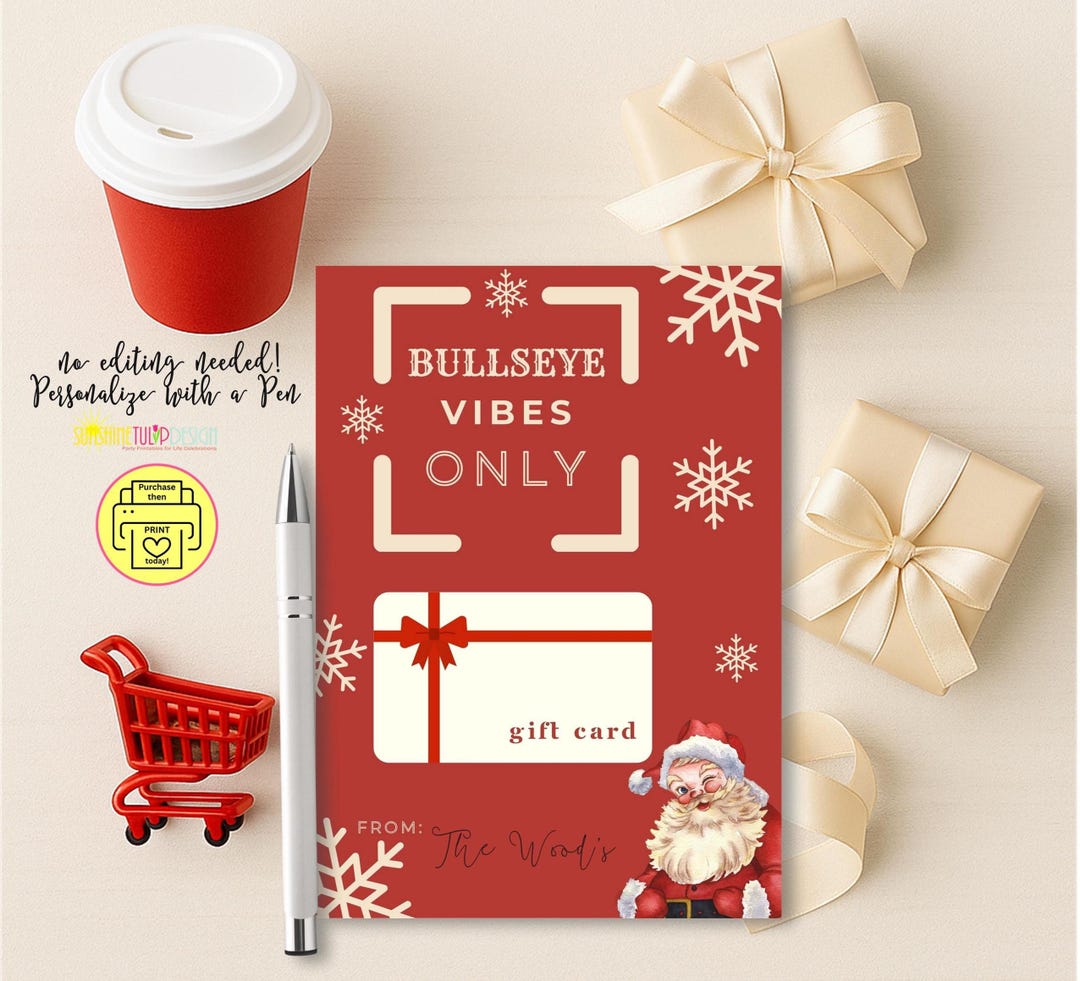 Target-themed Gift Card Holder Printable | Bullseye Vibes Only | Cute ...