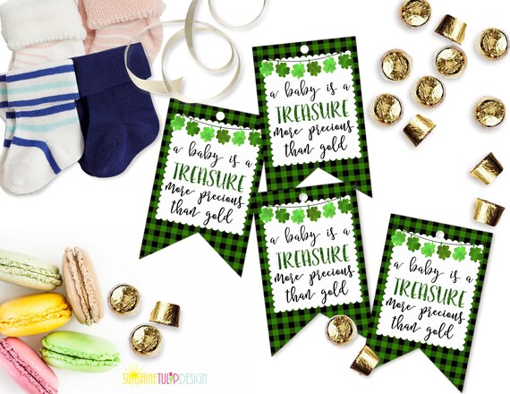 Printable St Patrick's Day Gift Tags A Baby is a Treasure | Etsy