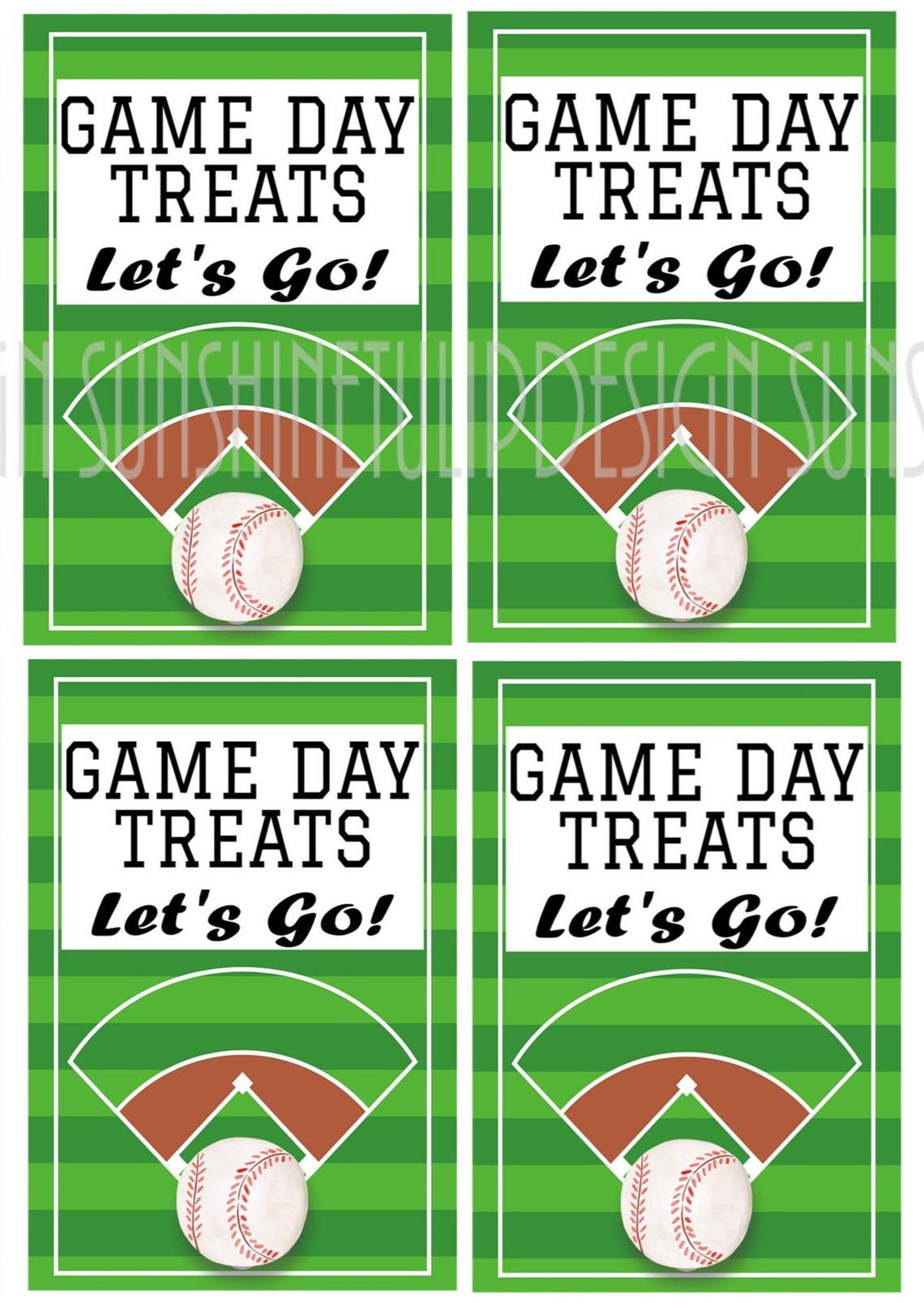 Printable Game Day Treat Tags | Printable Baseball Favor Tag | Baseball ...