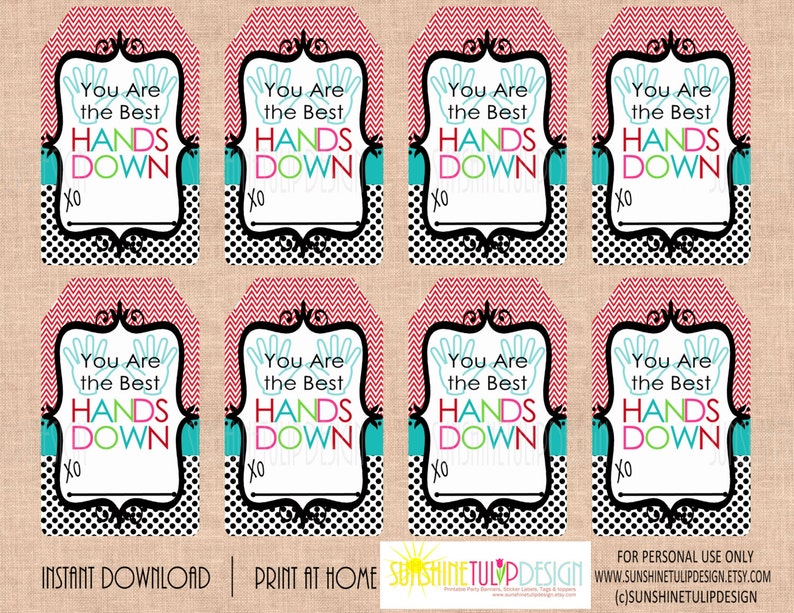 Printable You Are the Best HANDS DOWN Gift Tags Hand Lotion - Etsy