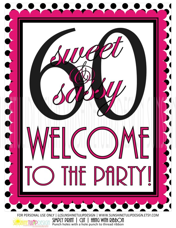 Birthday Party Door Wall or Table Sign Hot Pink and Black by | Etsy