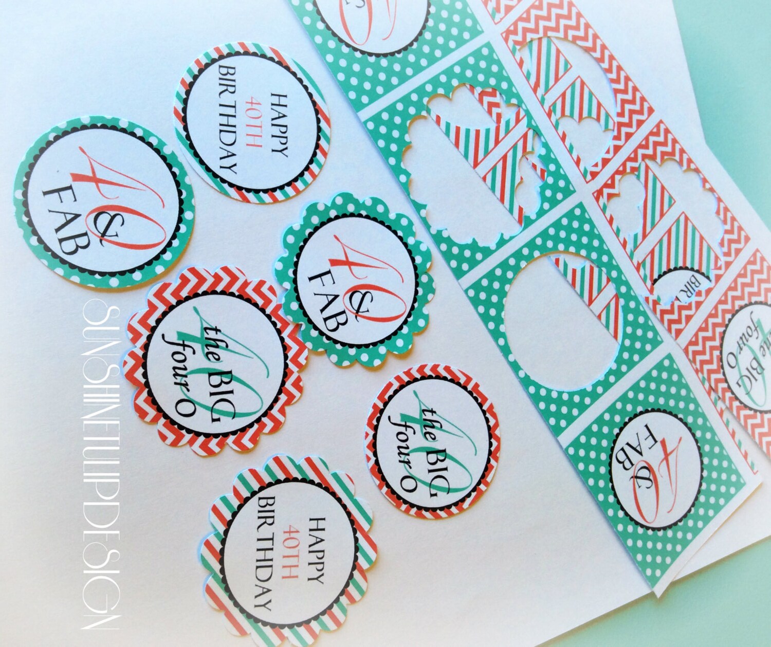 40th Birthday PRINTABLE Party Tags and Cupcake Toppers by | Etsy