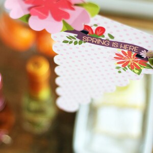 Printable Spring is Here Banner, Printable Spring Banner, Spring Polka ...