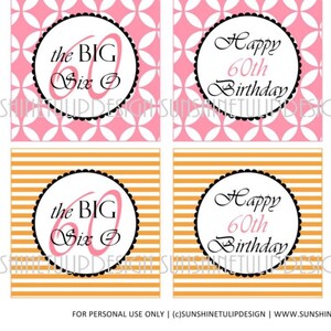 Printable 60th Birthday Gift Tag | 60 and Fabulous Birthday Tags | Big ...