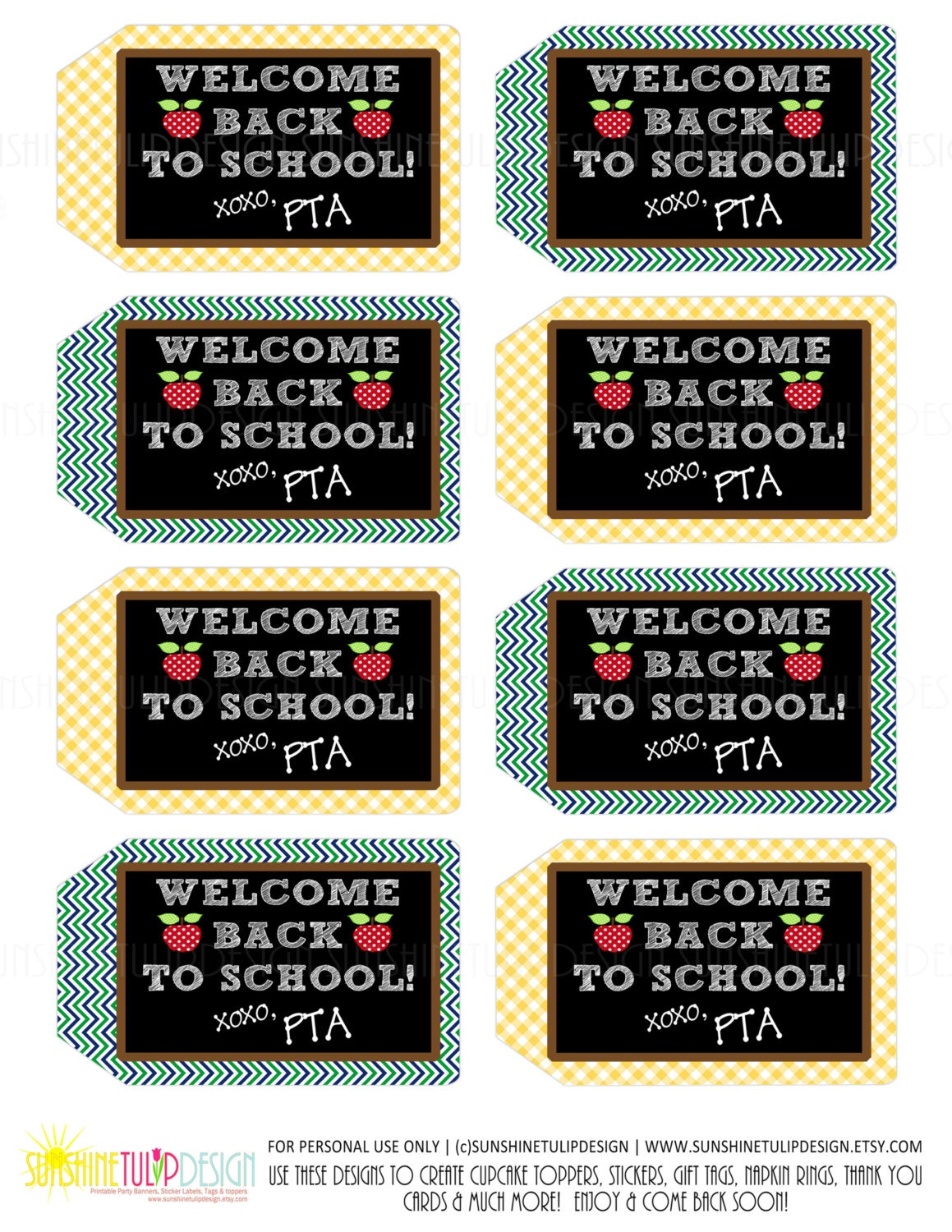 Printable PTA Tags Welcome Back to School Gift Tags | Etsy