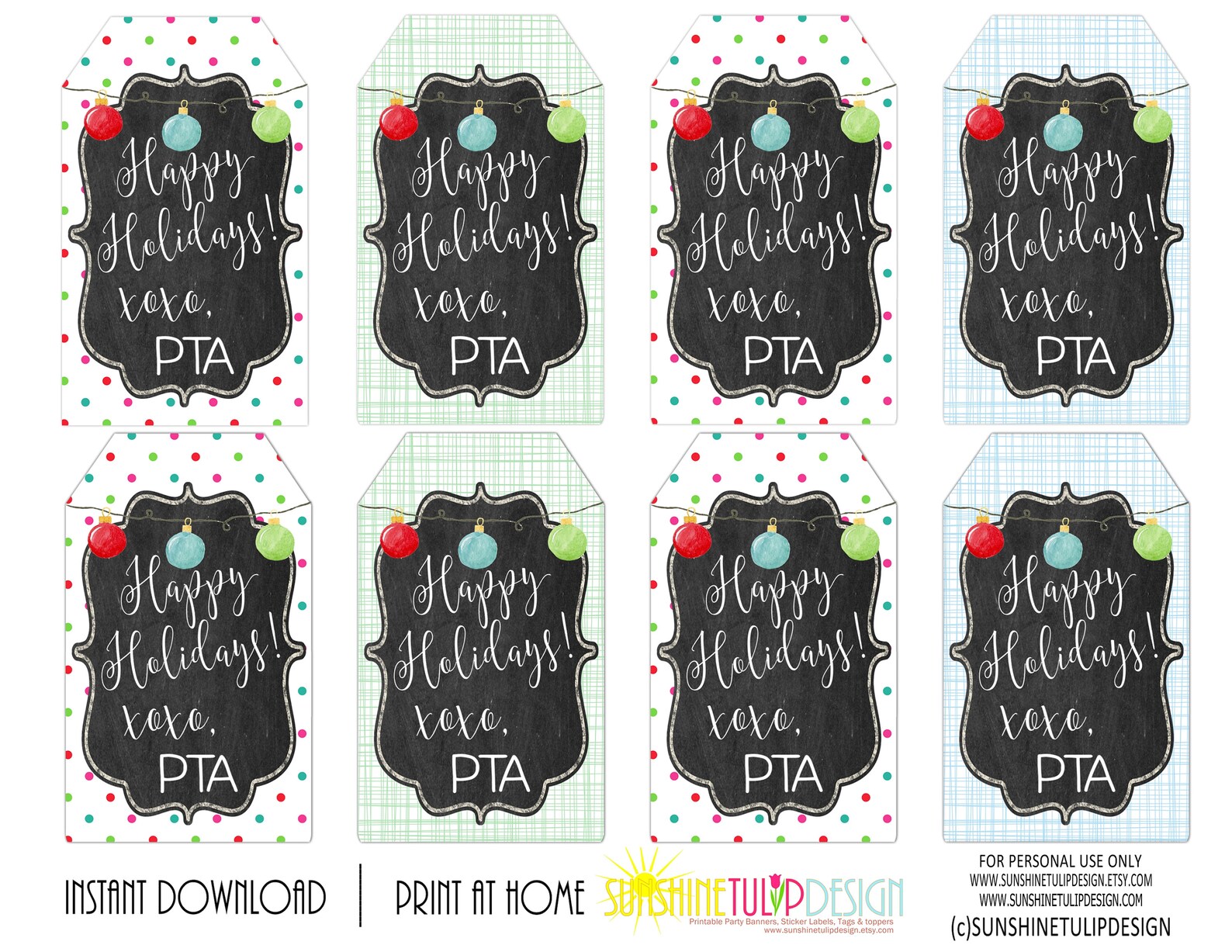 Printable Holiday PTA Tags Christmas PTA Gift Tags Printable - Etsy
