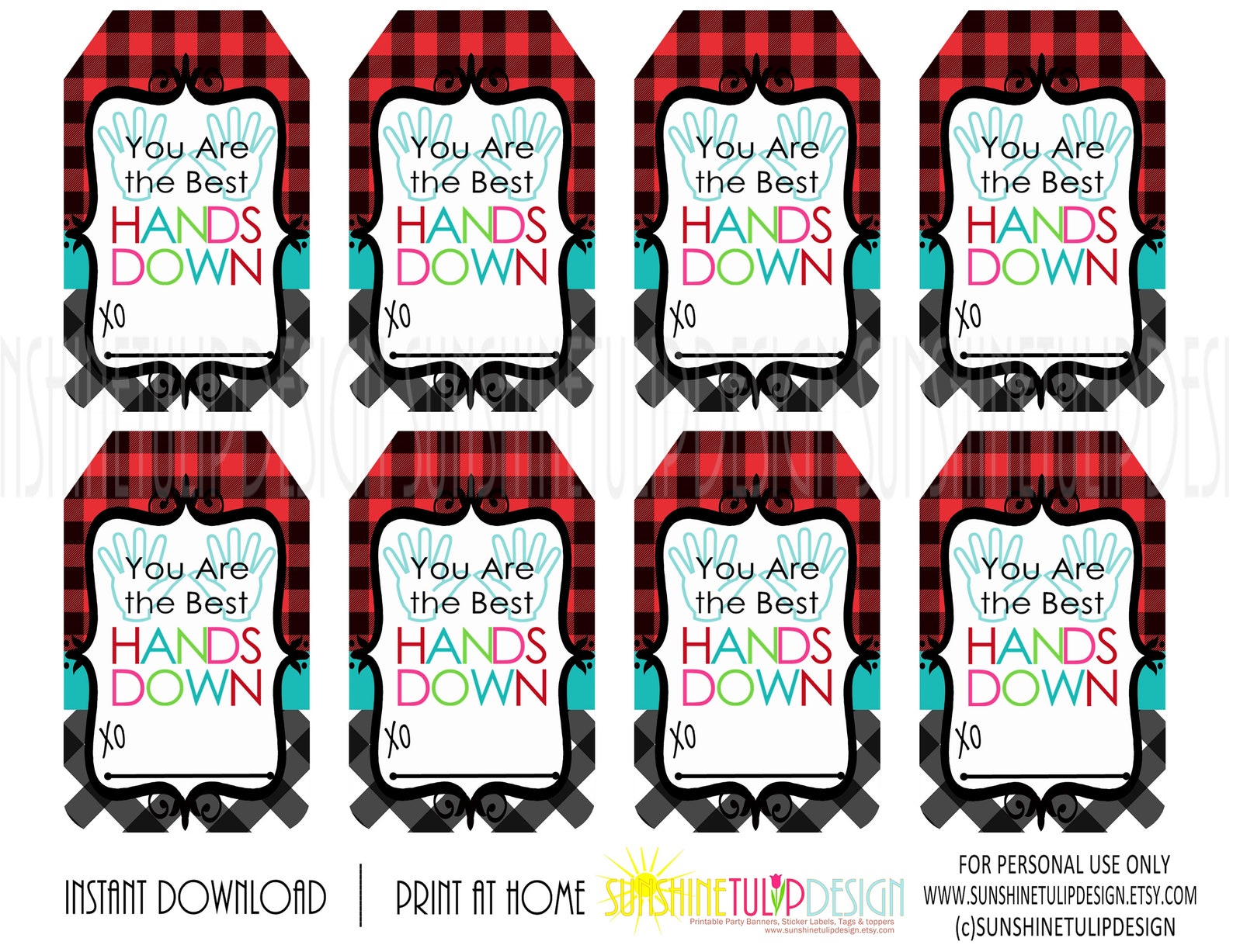 Printable You Are the Best HANDS DOWN Gift Tags Printable | Etsy