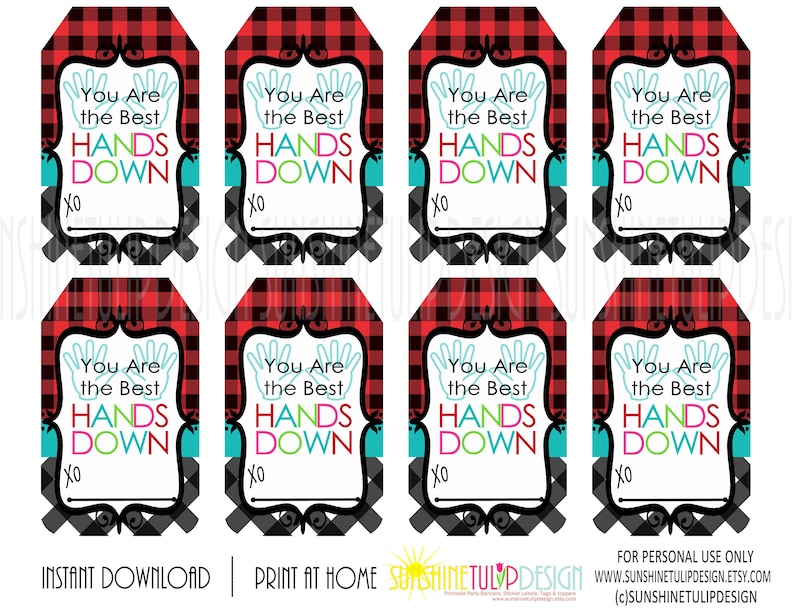 Printable You are the Best HANDS DOWN Gift Tags Printable | Etsy