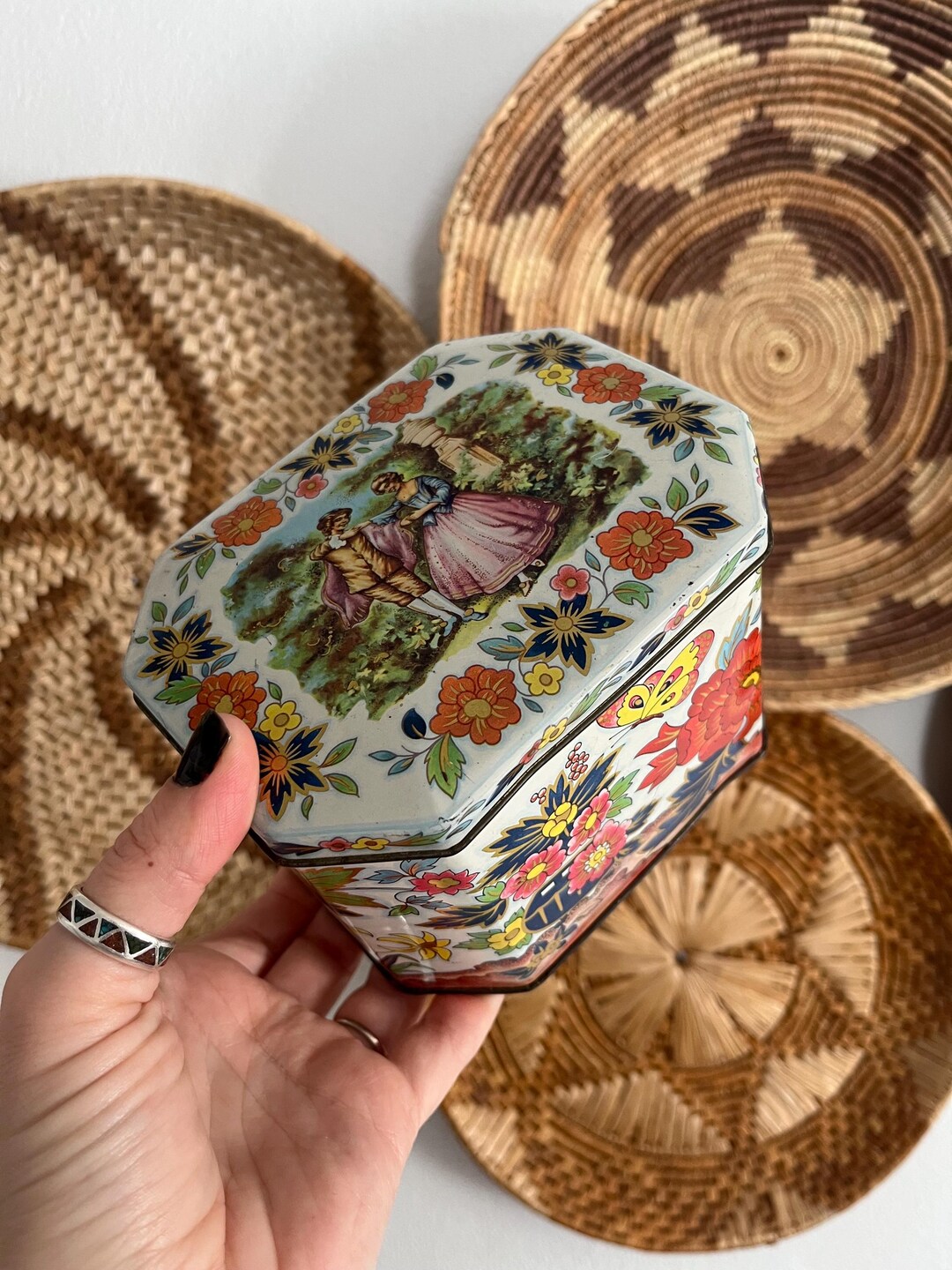 Vintage Daher Multicolored Floral Flower Tea Tin • Colorful Home Decor ...