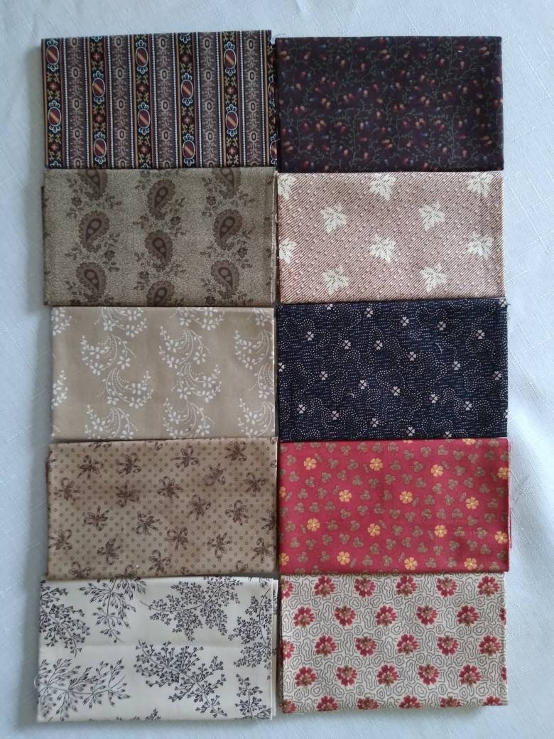10 Fat Eights Bundle, Assorted Fabrics From Moda, Jo Morton, Kansas ...