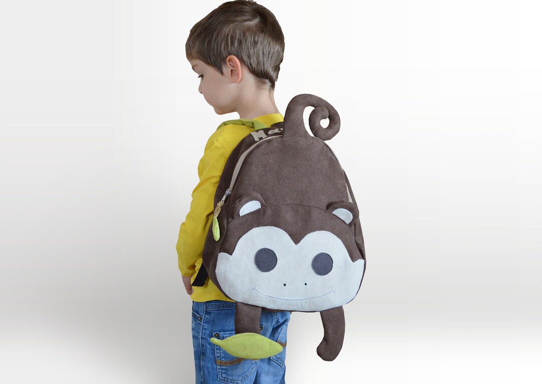 Personalized Monkey Backpack, Handmade Toddler Preschool Bag, Kids ...