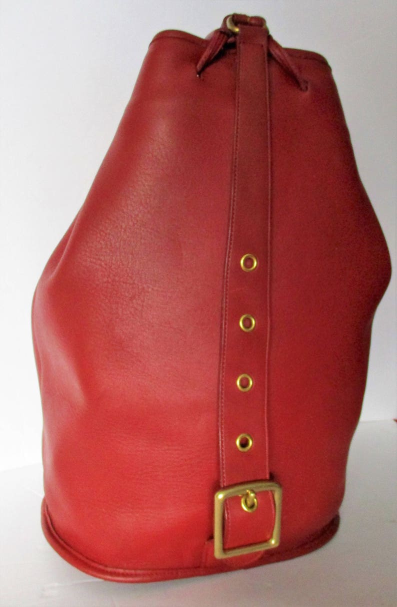 COACH Vintage the Sling Red Leather Ruck Sack Drawstring Duffle.made in ...