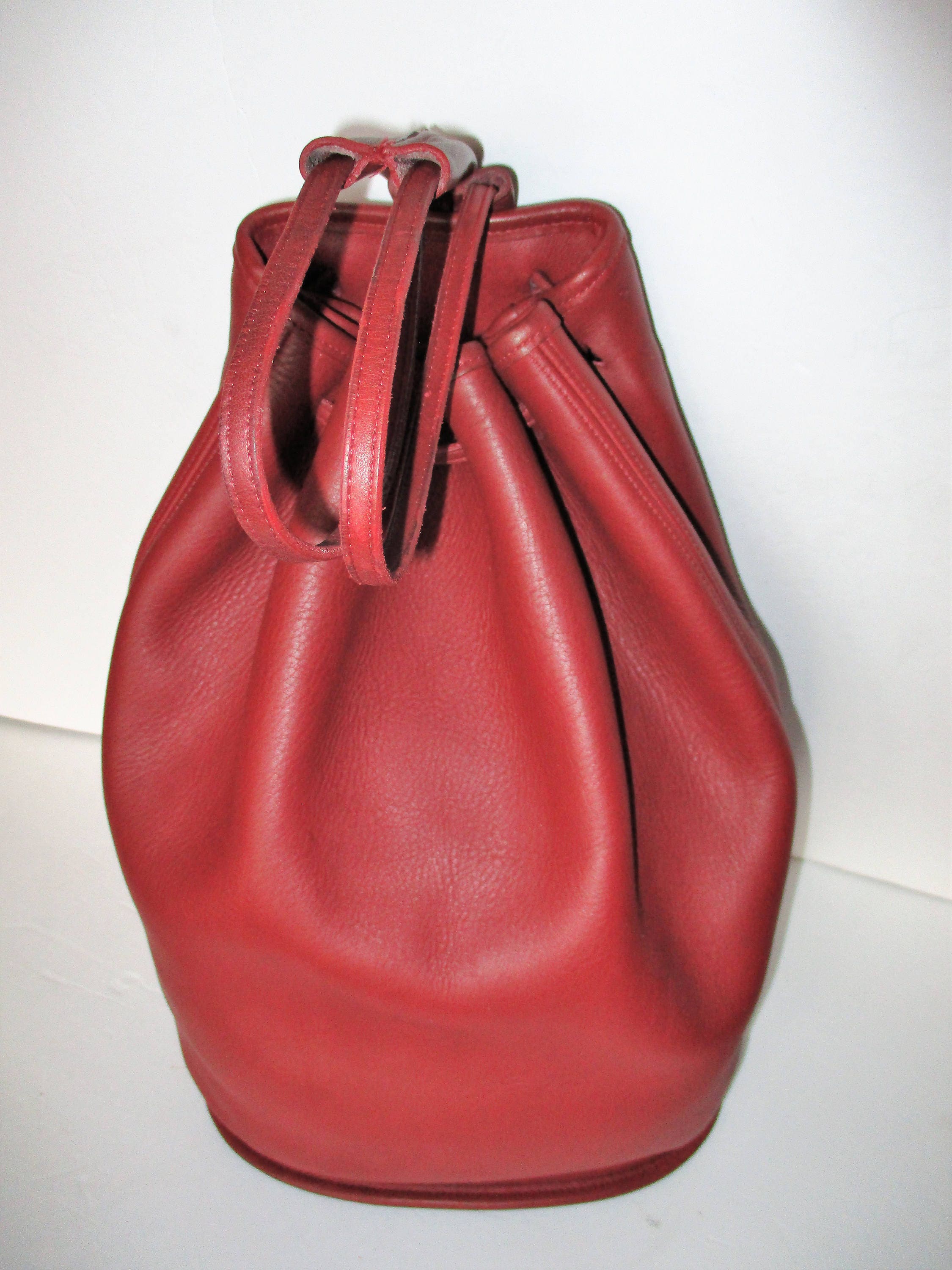 COACH Vintage the Sling Red Leather Ruck Sack Drawstring Duffle.made in ...