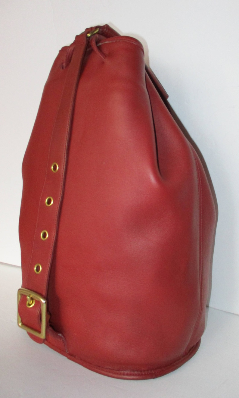 COACH Vintage the Sling Red Leather Ruck Sack Drawstring Duffle.made in ...