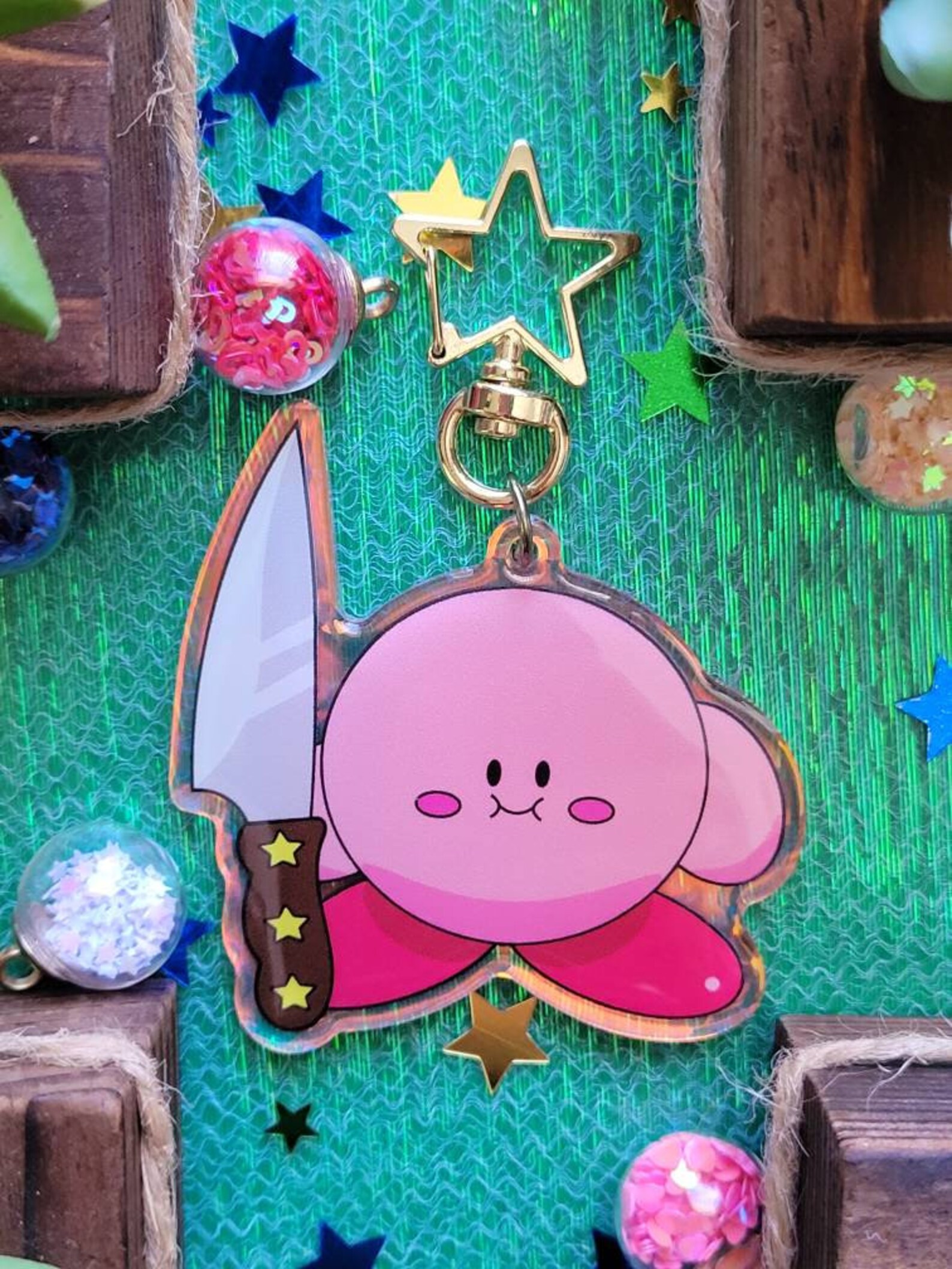 Kirby Keychain / Kirby Knife Keychain / Kirby Charm / - Etsy