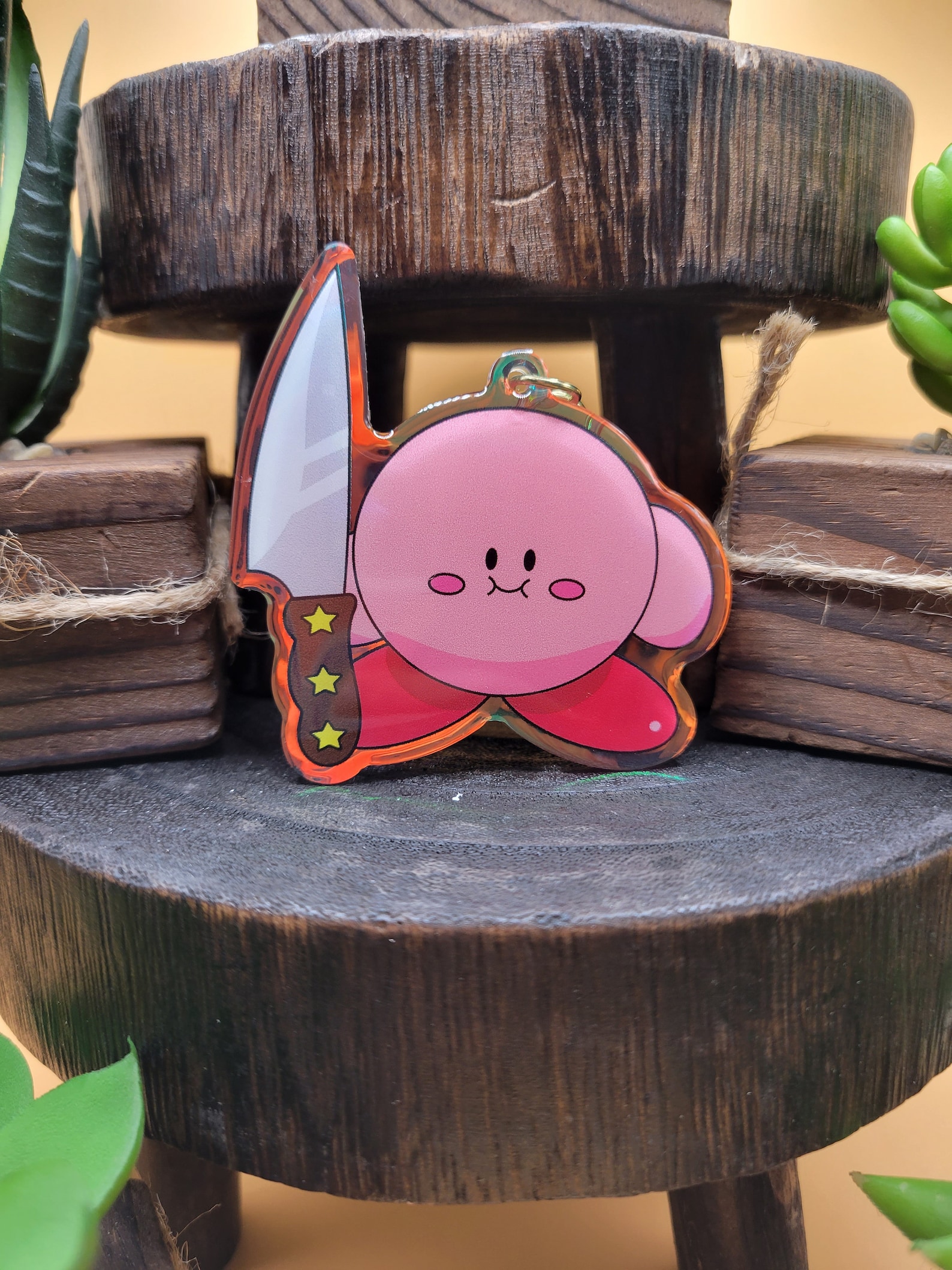 Kirby Keychain / Kirby Knife Keychain / Kirby Charm / - Etsy