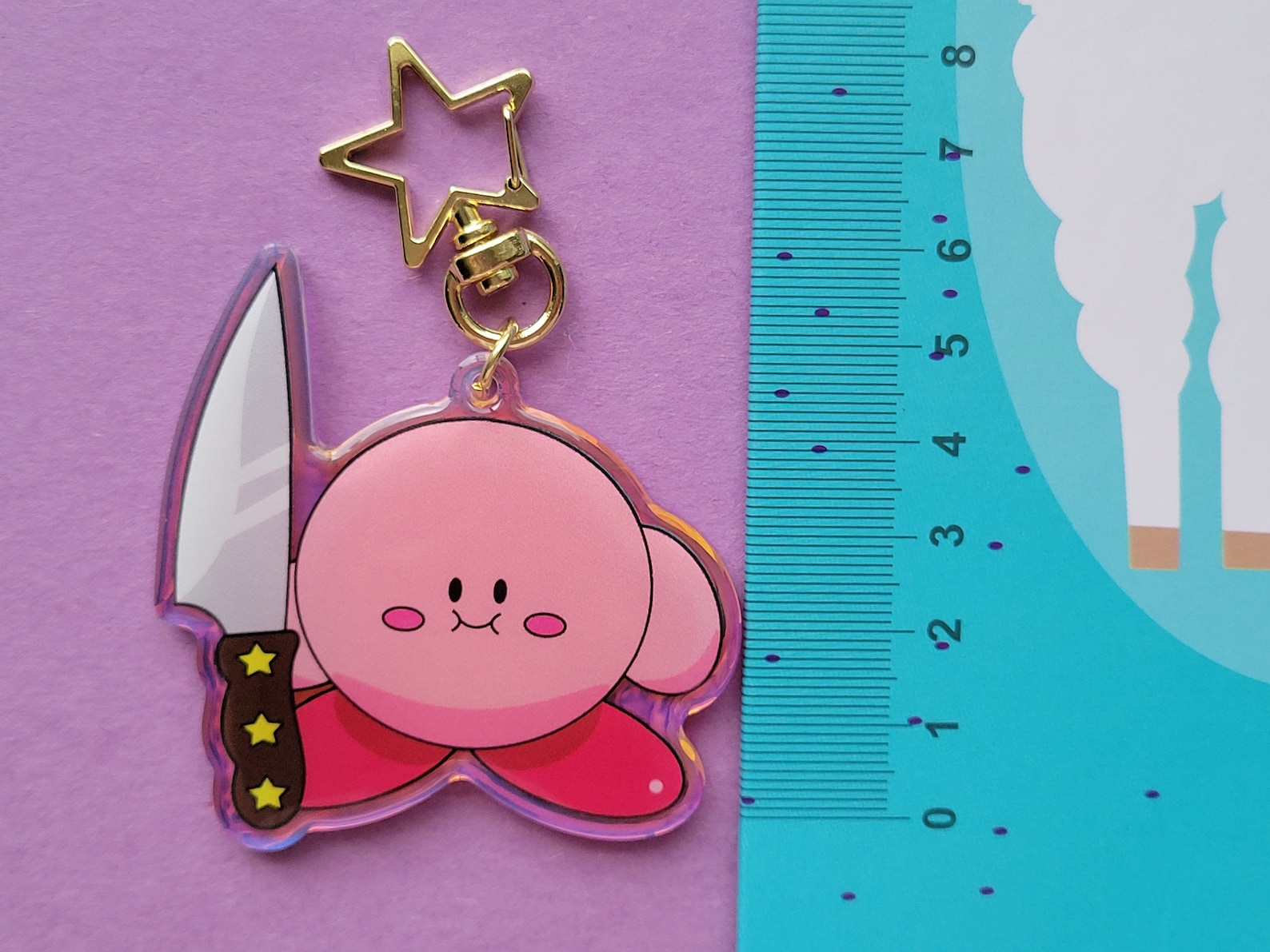 Kirby Keychain / Kirby Knife Keychain / Kirby Charm / - Etsy
