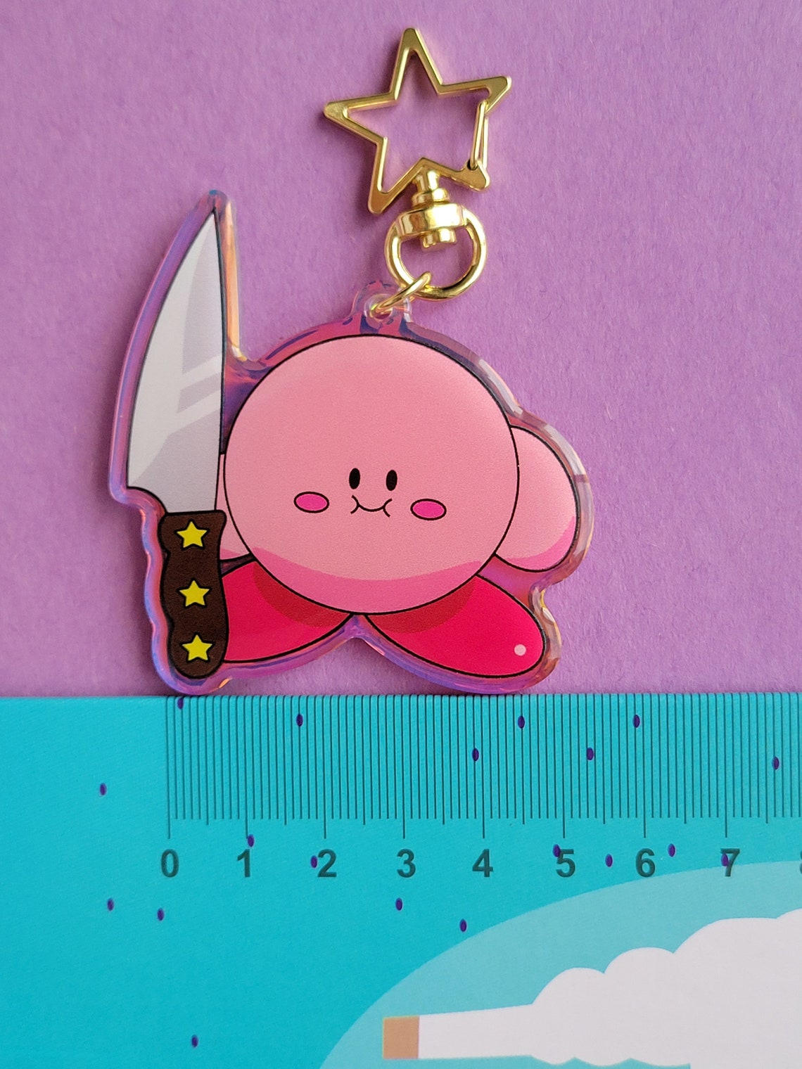 Kirby Keychain / Kirby Knife Keychain / Kirby Charm / - Etsy