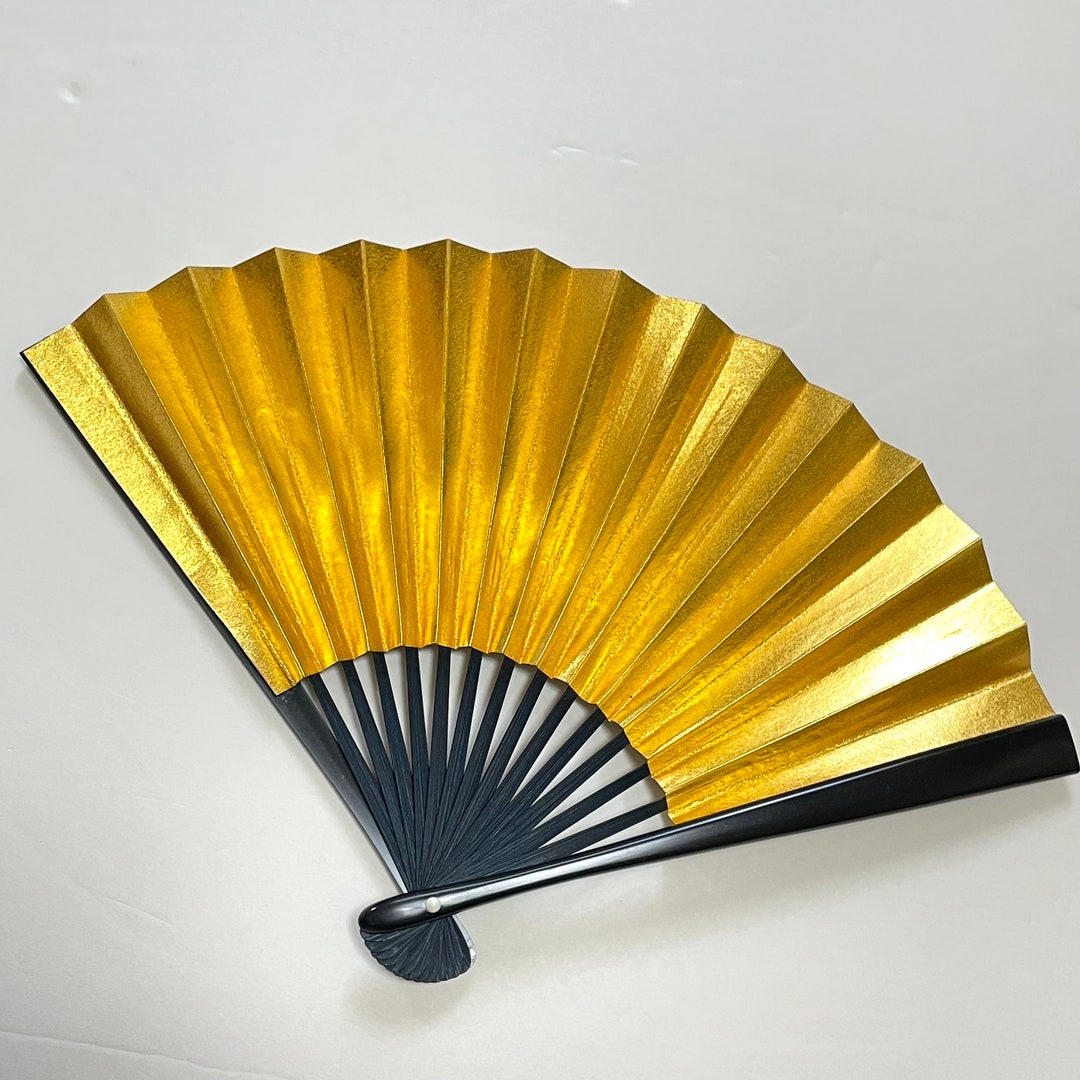 Vintage Folding Hand Fan, Sensu, Japanese Folding Hand Fan, Gold and ...