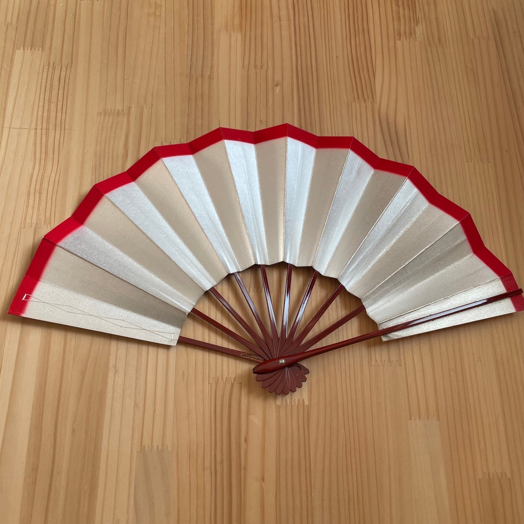 Vintage Folding Hand Fan, Sensu, Japanese Folding Hand Fan, Red and ...