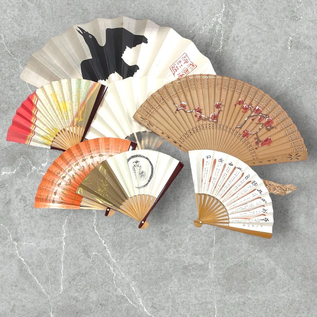 Old Used Folding Fans. 7 Pieces for Sale. Various Sizes. Some Stains ...