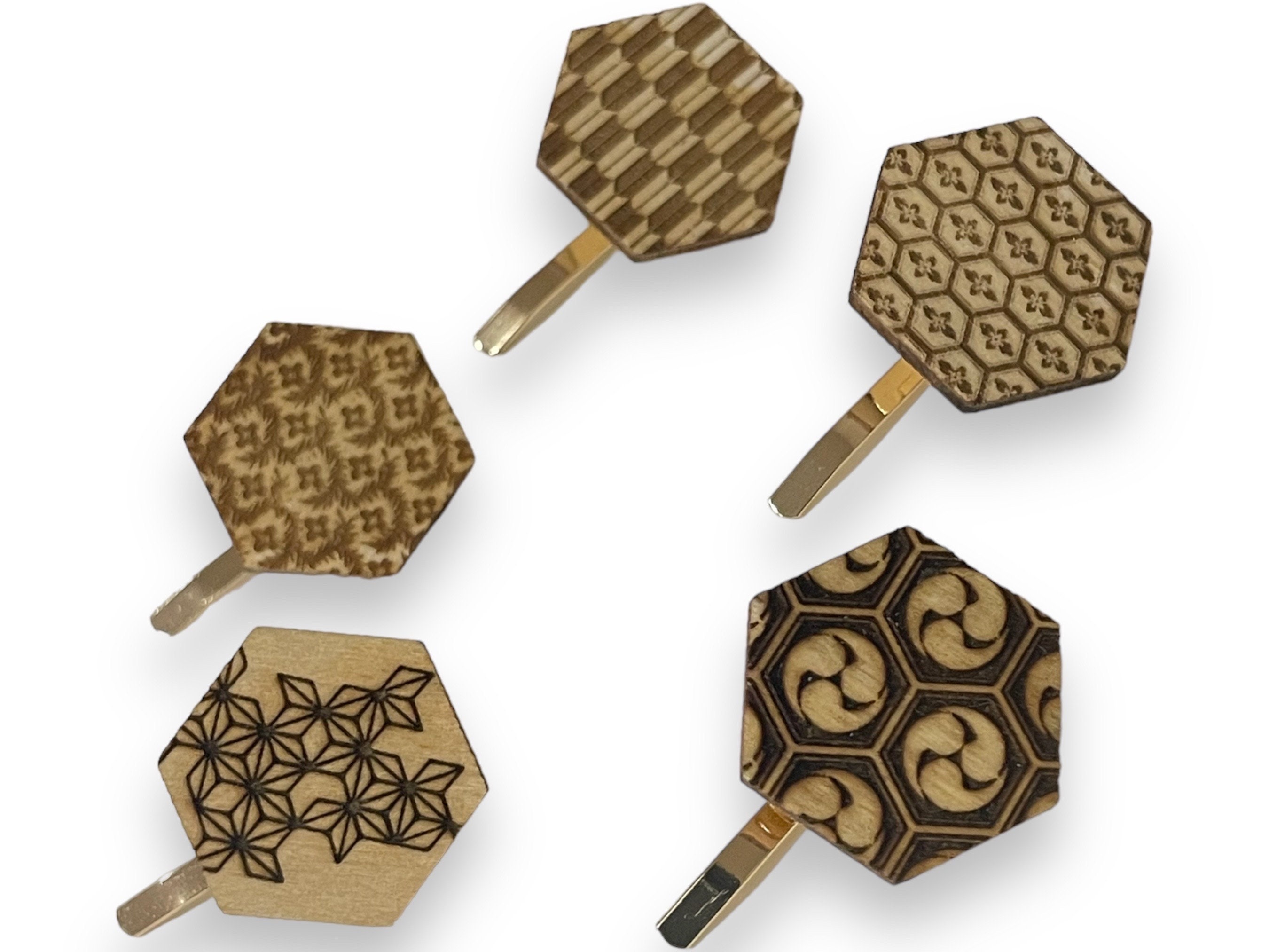 Set of 5 Japanese Traditional Pattern Hair Pin, Japanese Gift, Small ...