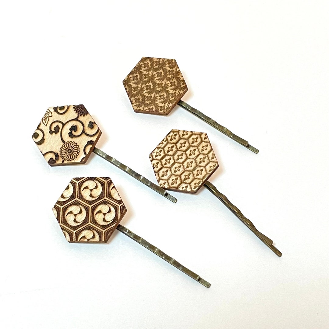 Japanese Wooden Bobby Pins, Set of 4, Hair Pin, Japanese Traditional ...