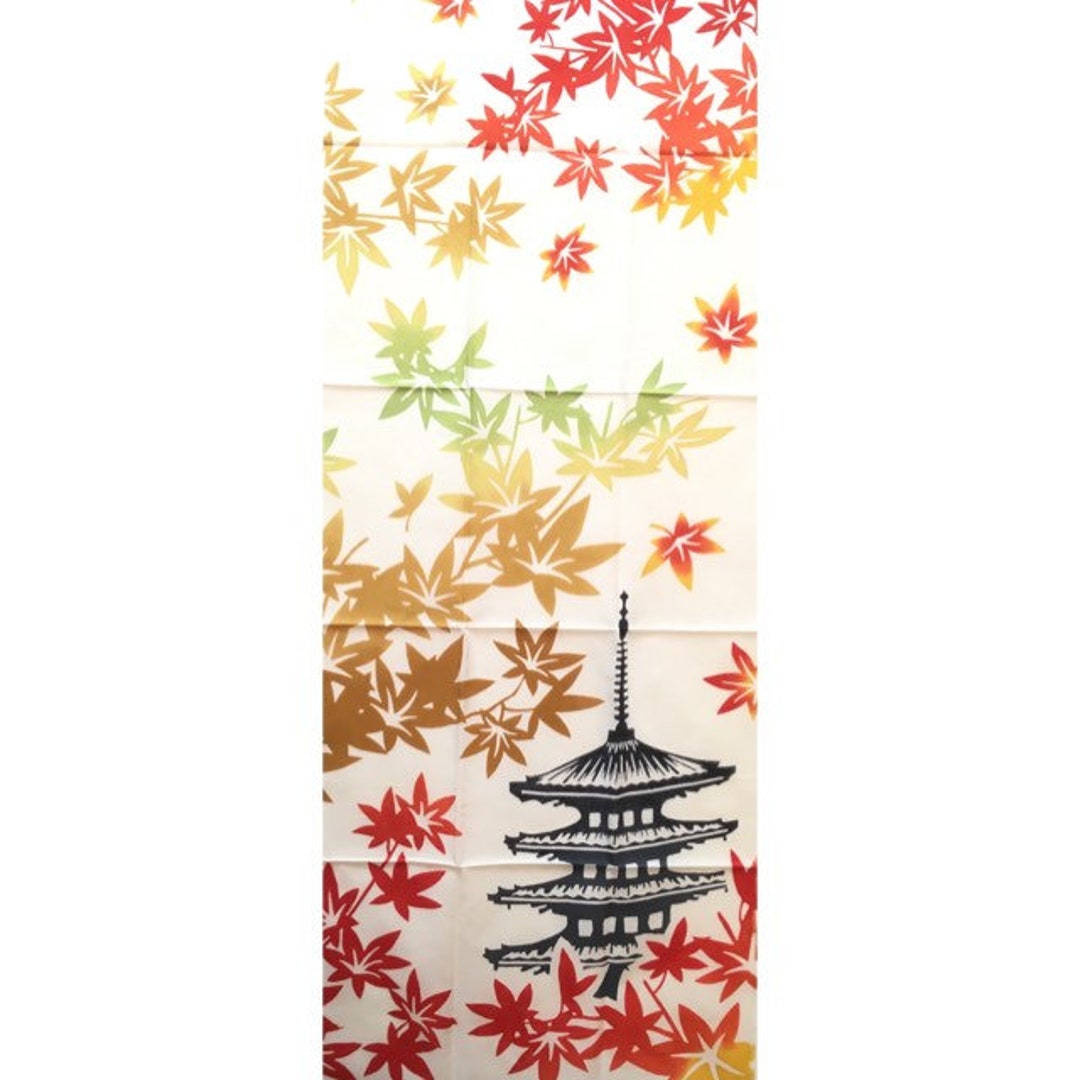 Cut Price, Five-fold Tower and Autumn Leaves, Tenugui, Fabric, Wrapping ...
